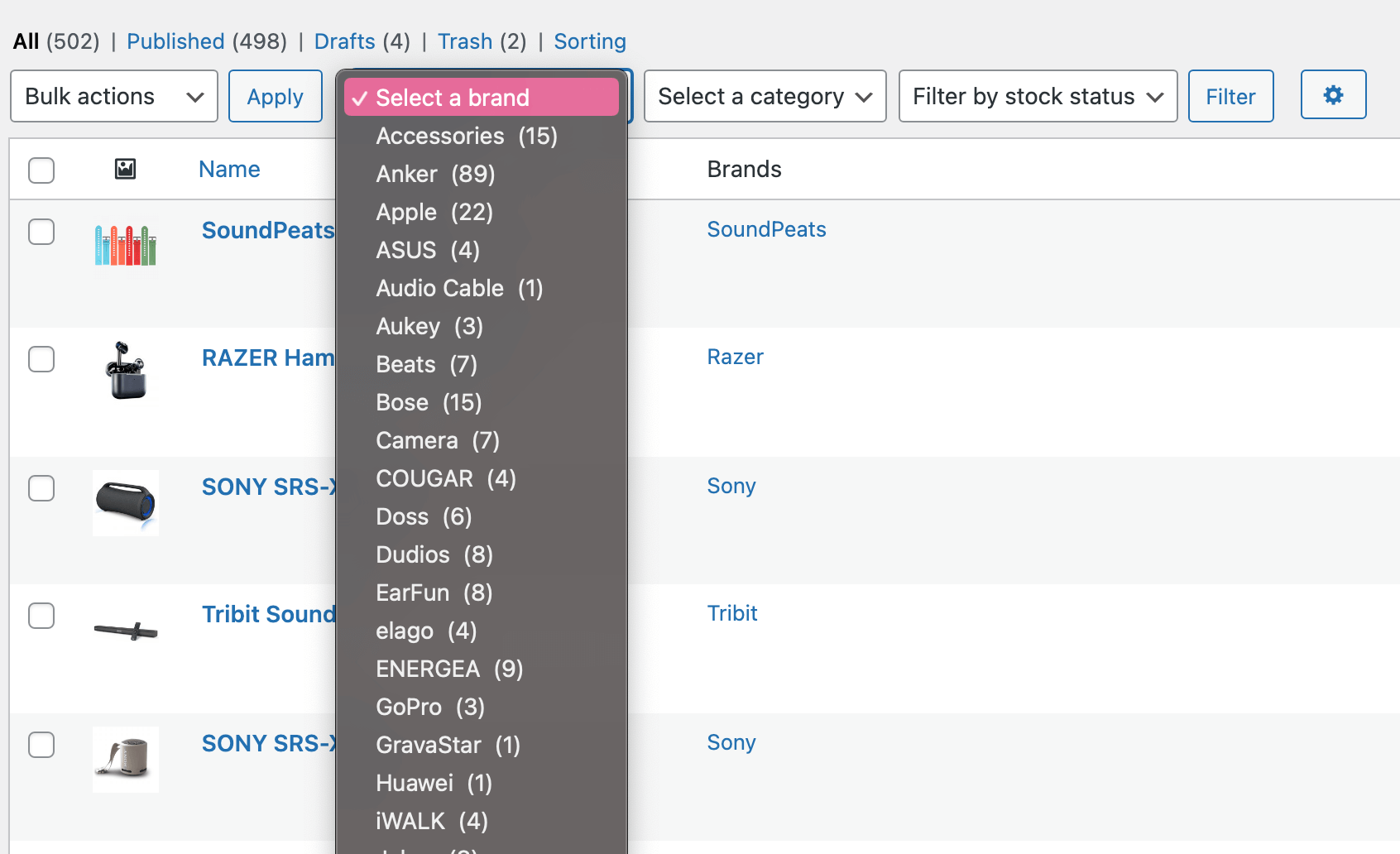WordPress Admin Filter By Taxonomy Vannkorn